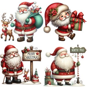 Whimsical Santa Clipart | Santa Designs for Christmas Crafts and Decor ...