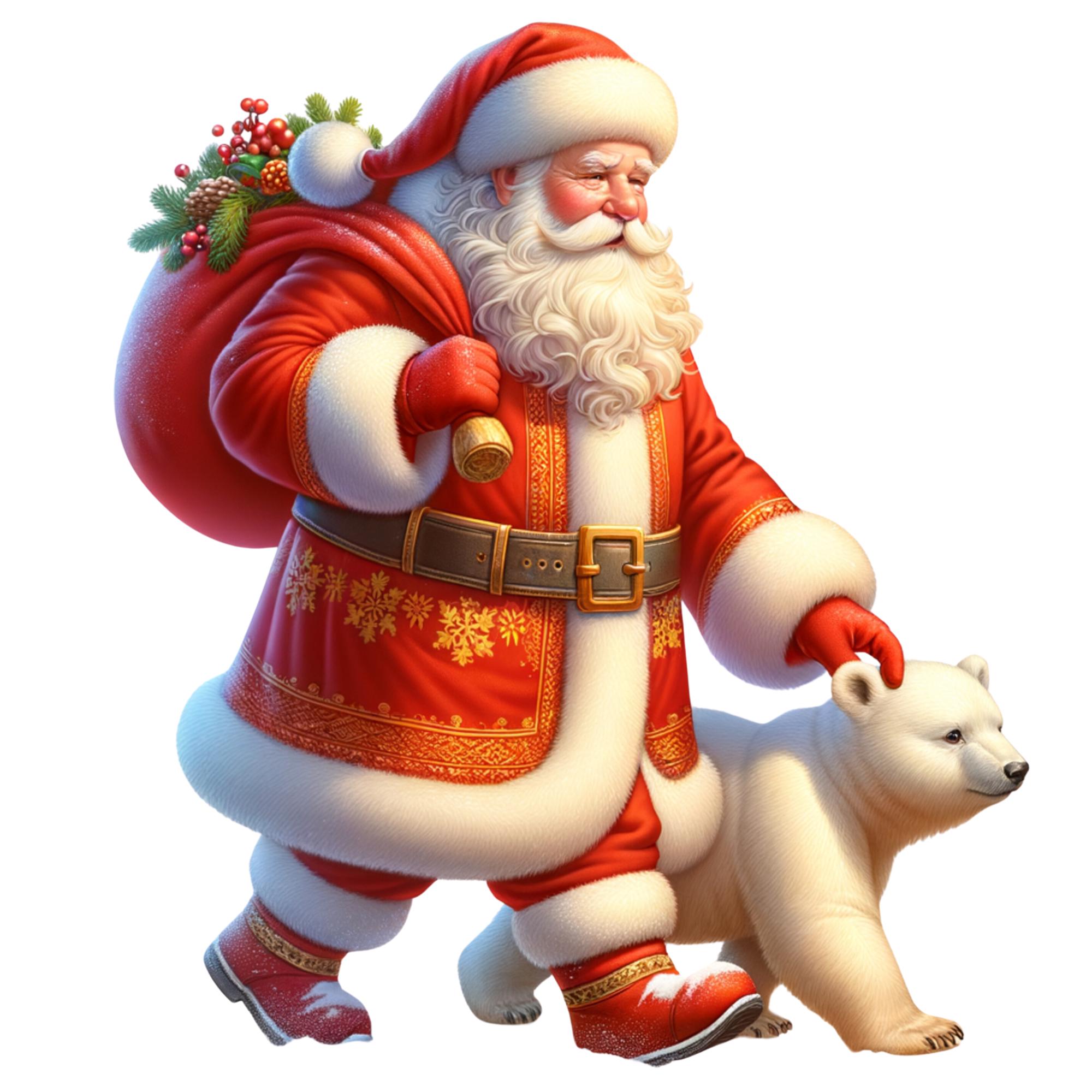 Santa Clipart Festive Santa Animal Clipart Bundle 12 High-quality PNG ...