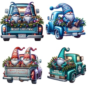 Christmas Truck Gnomes Clipart, 12 PNG Christmas Clipart, Christmas ...