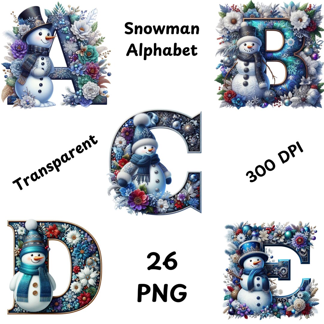 Christmas Alphabet, Snowman Alphabet, Letters Png, Alphabet Png ...