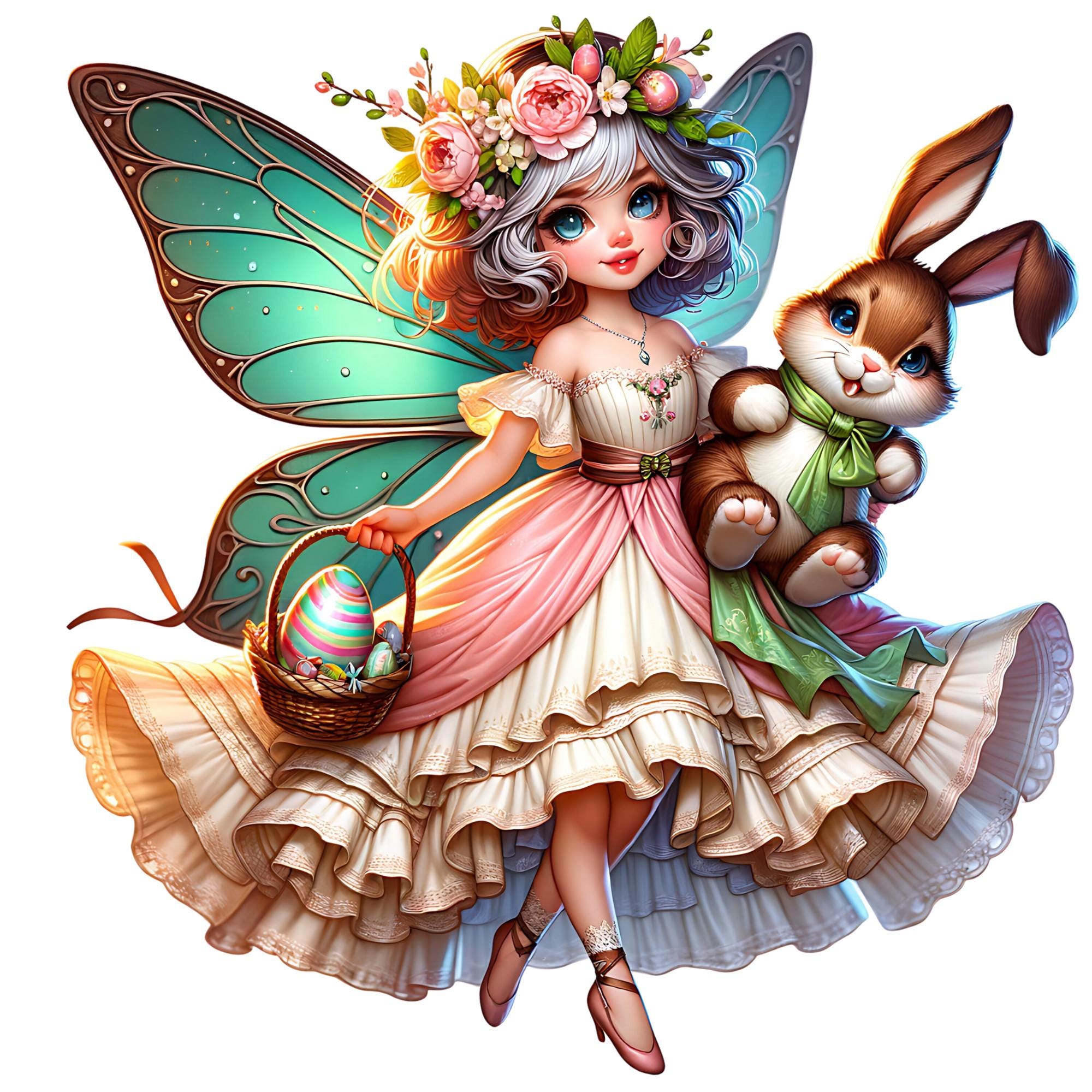 Easter Fairies Clip Art, 12 Watercolor Spring Fairies PNG, Junk ...