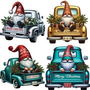 Christmas Truck Gnomes Clipart, 25 PNG Christmas Clipart, Christmas ...