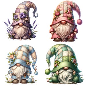Spring Gnomes 12 PNG Clipart Bundle, Cute Spring Flower Easter Gnome ...