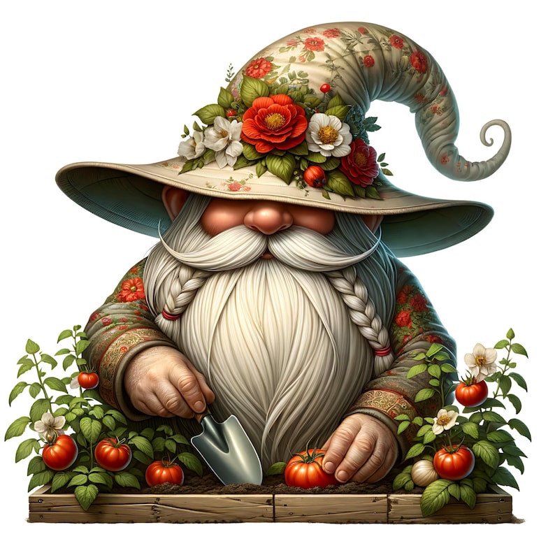 Garden Gnomes Clipart Bundle 12 PNG Watercolor Spring Garden Clipart ...