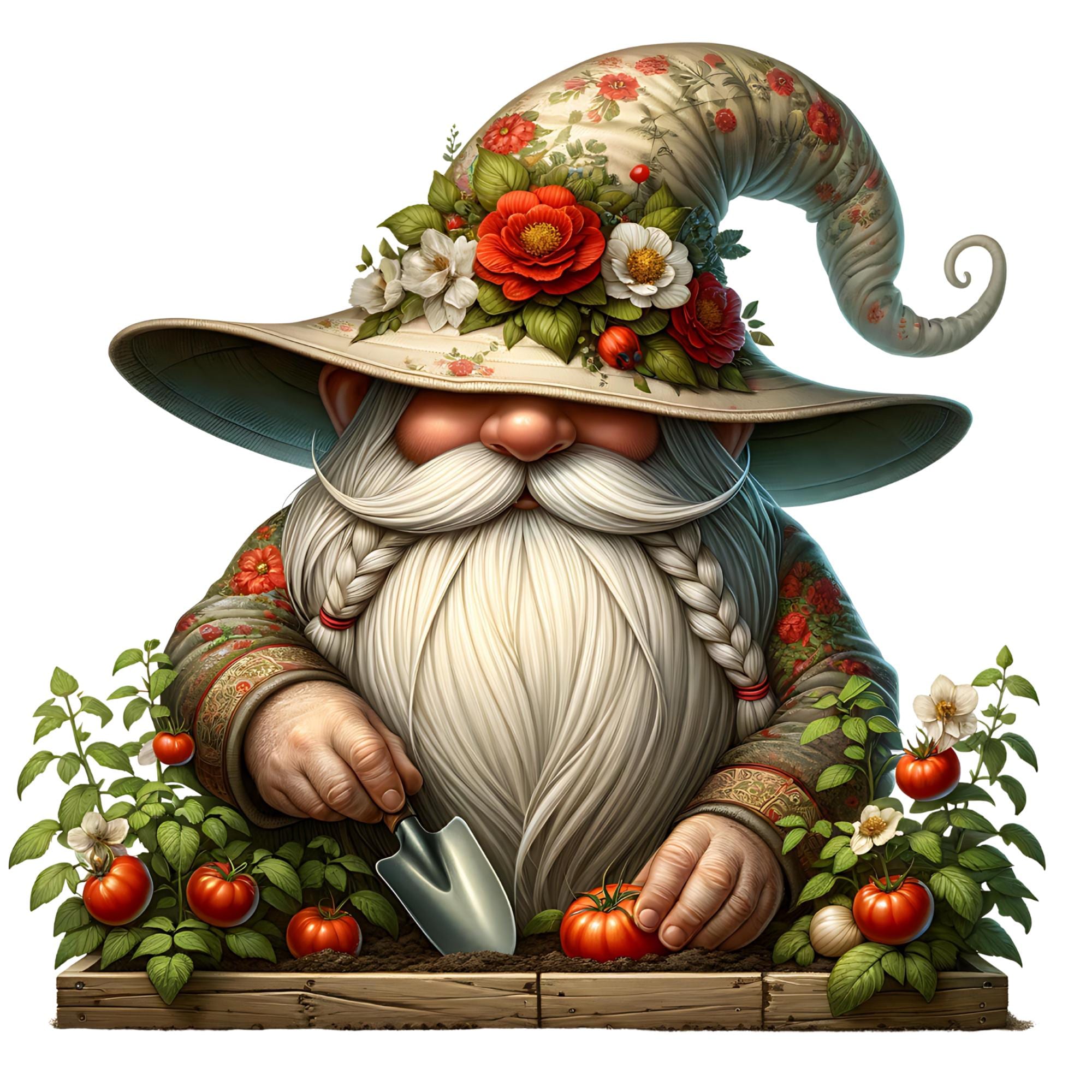 Garden Gnomes Clipart Bundle 12 PNG Watercolor Spring Garden Clipart ...