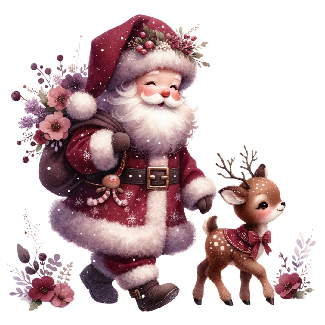 Santa Clipart | Festive Santa Animal Clipart Bundle | 12 High-quality ...
