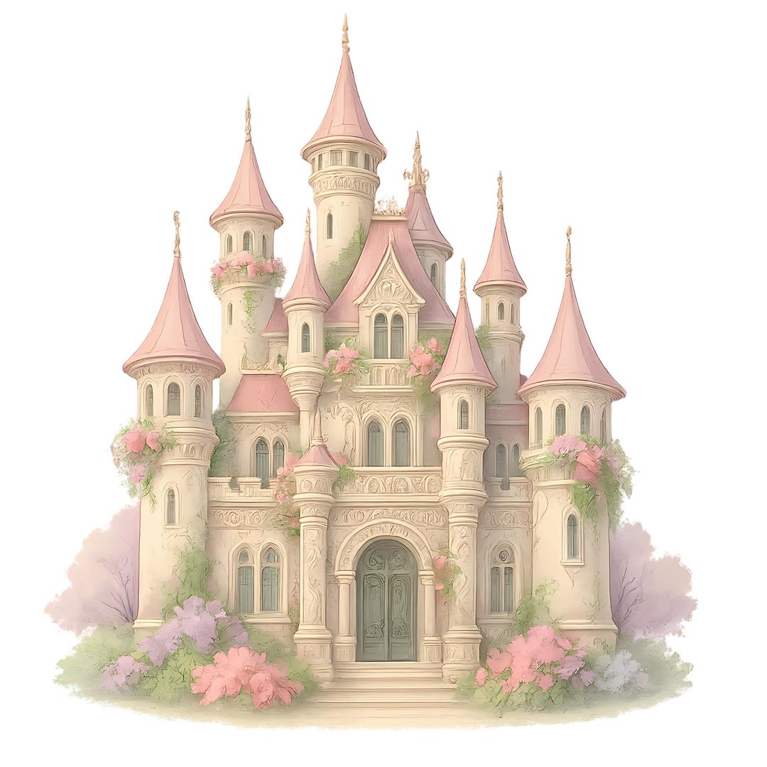 Princess Castle Clipart Bundle – 12 Romantic Fairytale Castles PNG ...