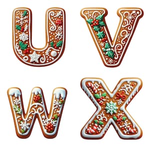Christmas Alphabet Clipart Gingerbread 26 High Quality Pngs, Memory ...