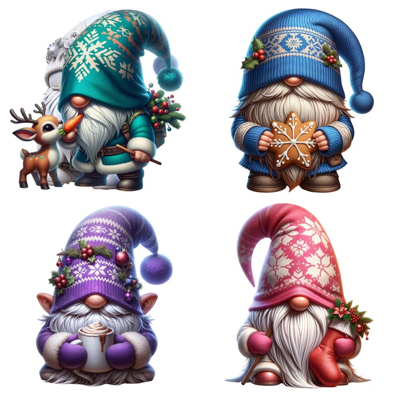 Christmas Gnome Clipart Bundle, 28 Winter Gnome Png Sublimation ...
