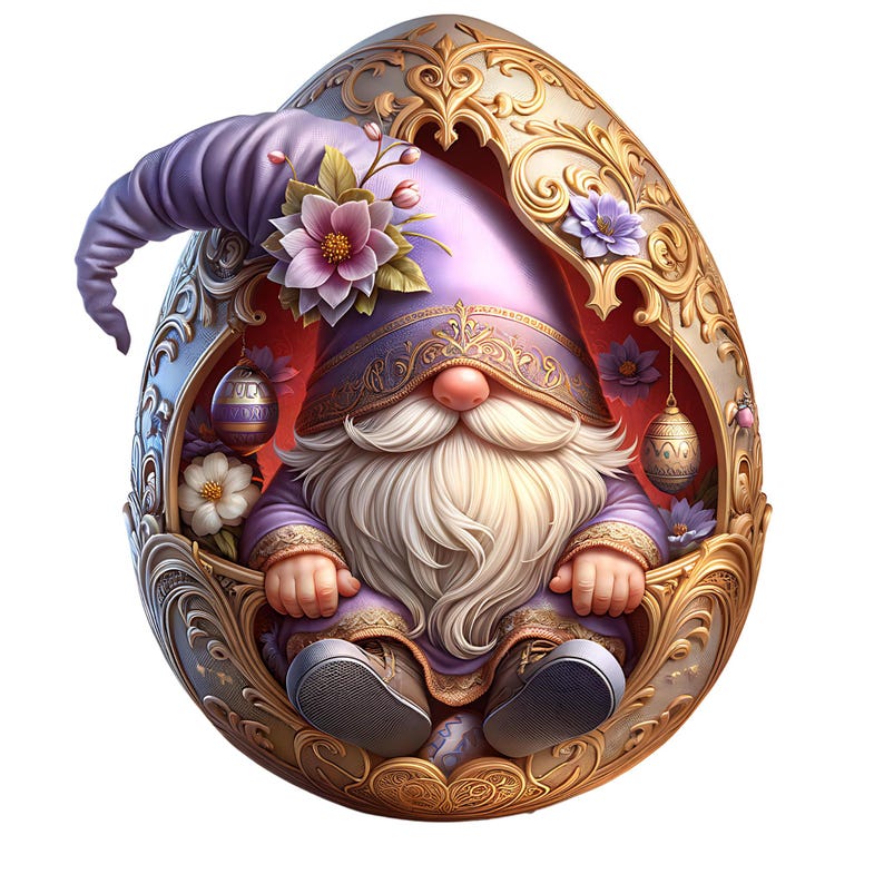 Easter Egg Gnomes 12 PNG Clipart Bundle, Cute Spring Flower Easter ...