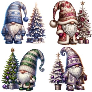 Watercolor Festive Gnomes Clipart Bundle, 16 PNG Christmas Gnomes ...
