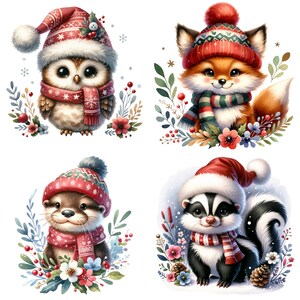 Winter Woodland Animals Clipart, Woodland Clipart Watercolor, 16 Cute ...