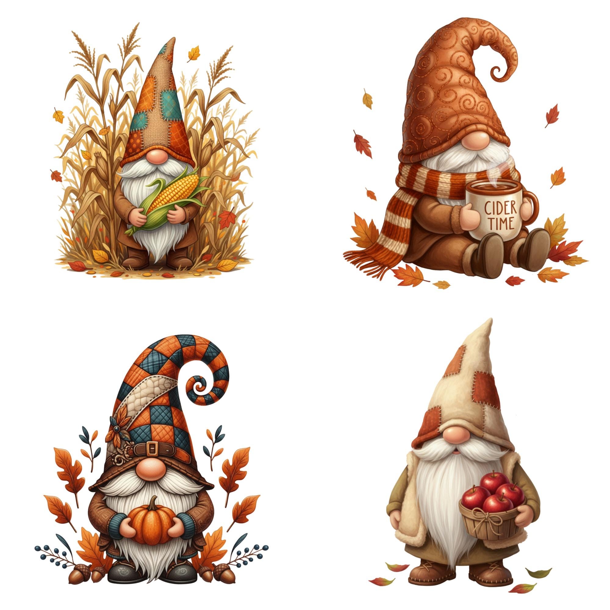 Fall Patchwork Gnome Clipart Bundle | 12 Autumn Gonk Pngs | Cute Fall ...