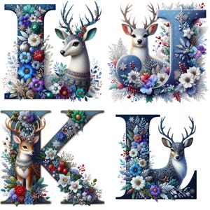 Christmas Alphabet PNG 26 Christmas Letters Clipart Reindeer Alphabet ...