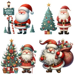 Whimsical Santa Clipart | Santa Designs for Christmas Crafts and Decor ...
