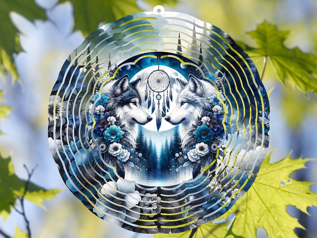 Wolf Wind Spinner Design, Dreamcatcher Sublimation Design Celestial ...