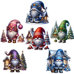 Christmas Gnome Clipart Bundle, Winter Gnome Png Graphics, Christmas ...
