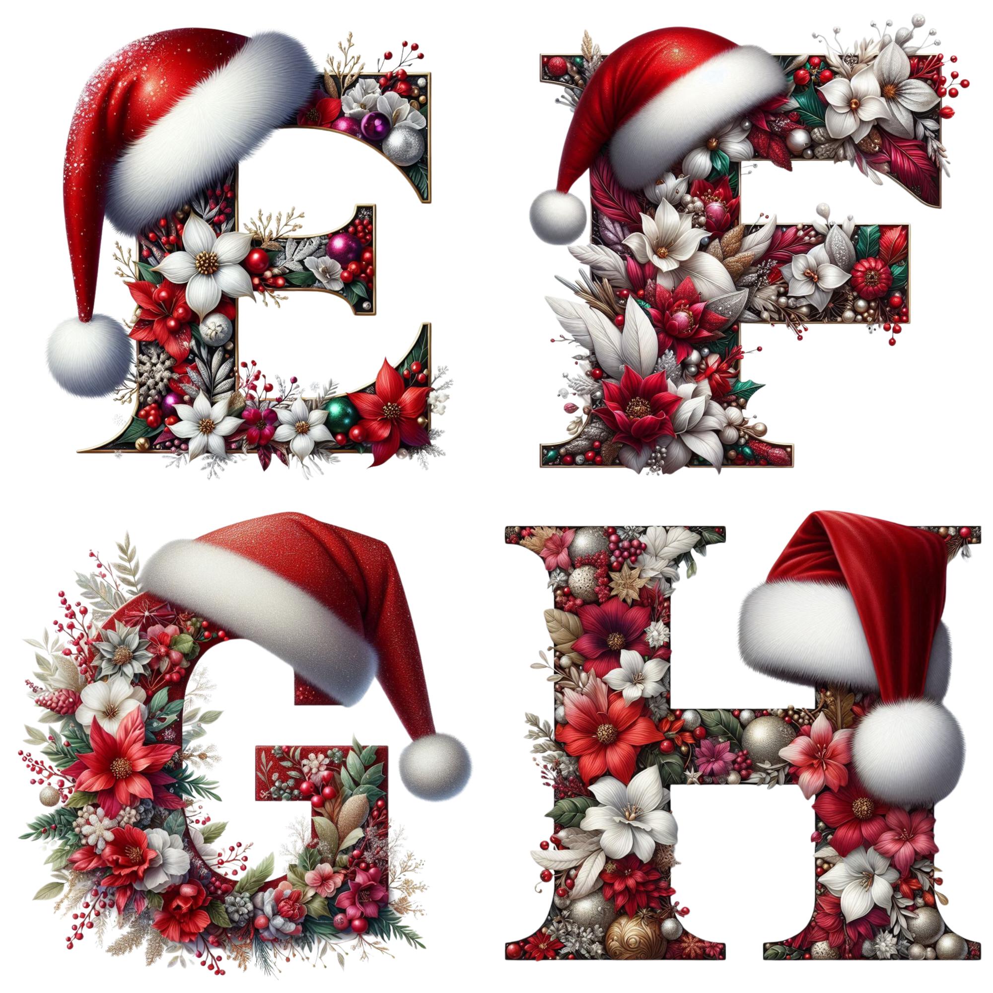 Christmas Alphabet, Santa Hat Alphabet, Letters Png, Alphabet Png ...