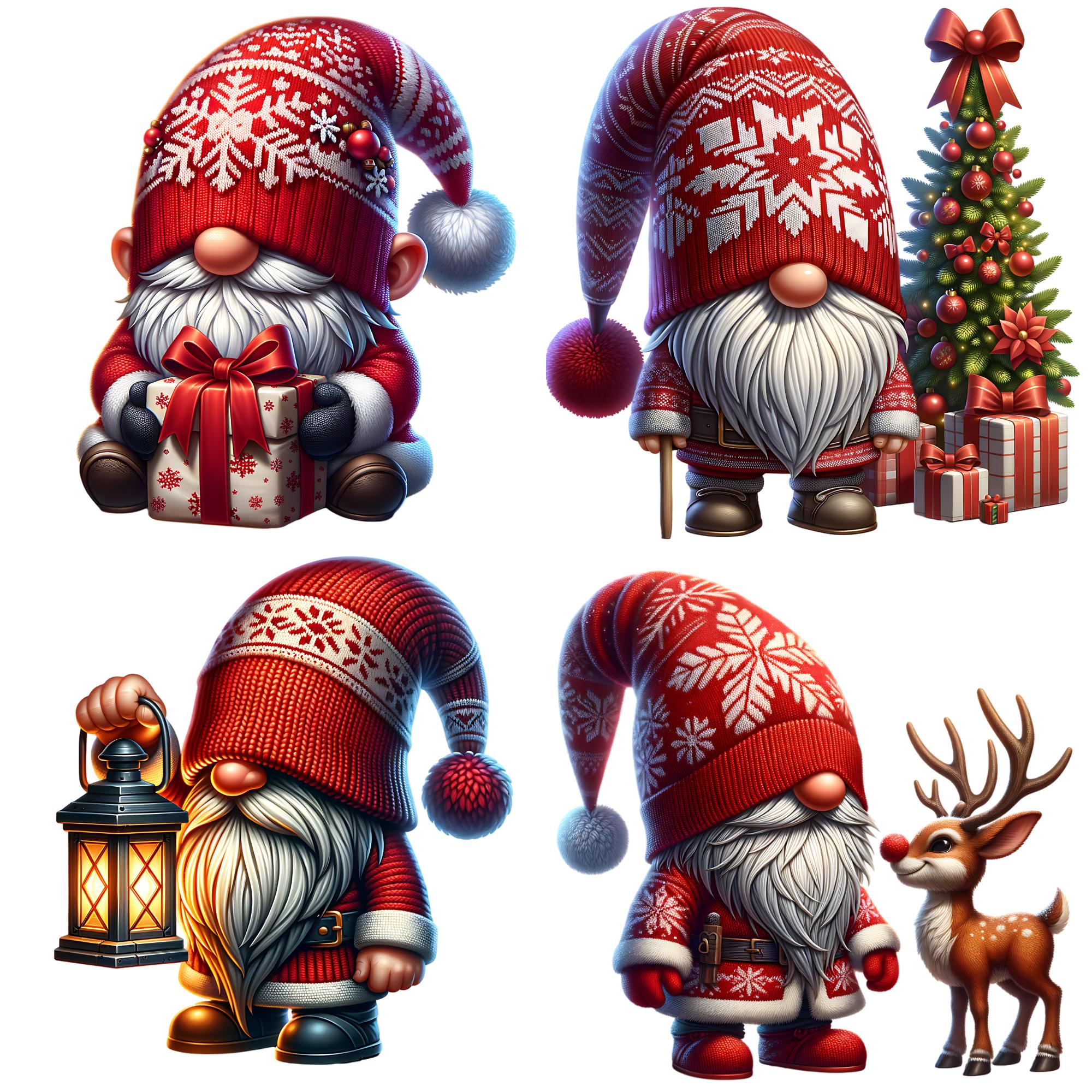 Santa Christmas Gnomes Watercolor PNG, Gnome Winter Clipart, Christmas ...