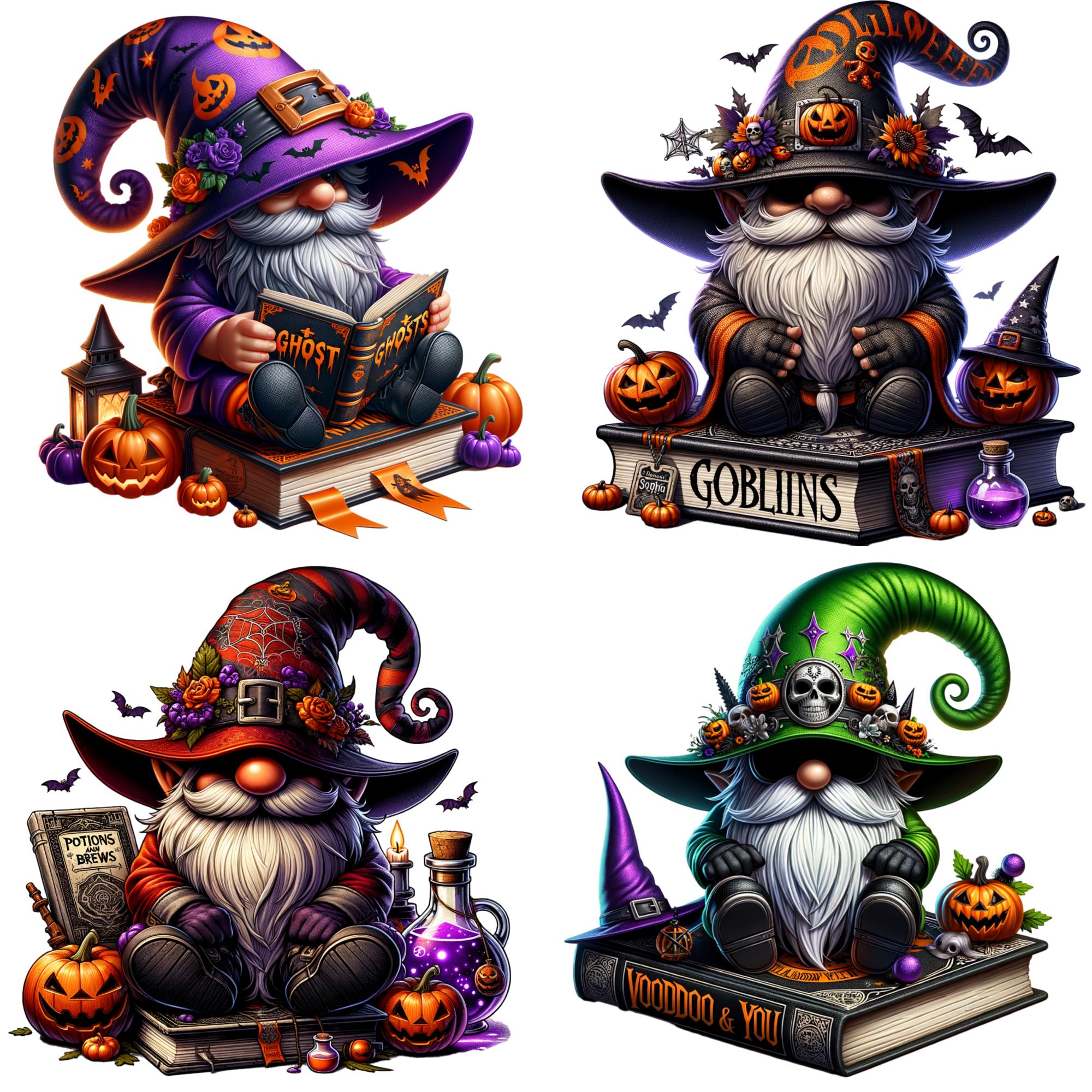 Halloween Gnomes, 24 Png Halloween Watercolor Clipart, Autumn Clipart ...
