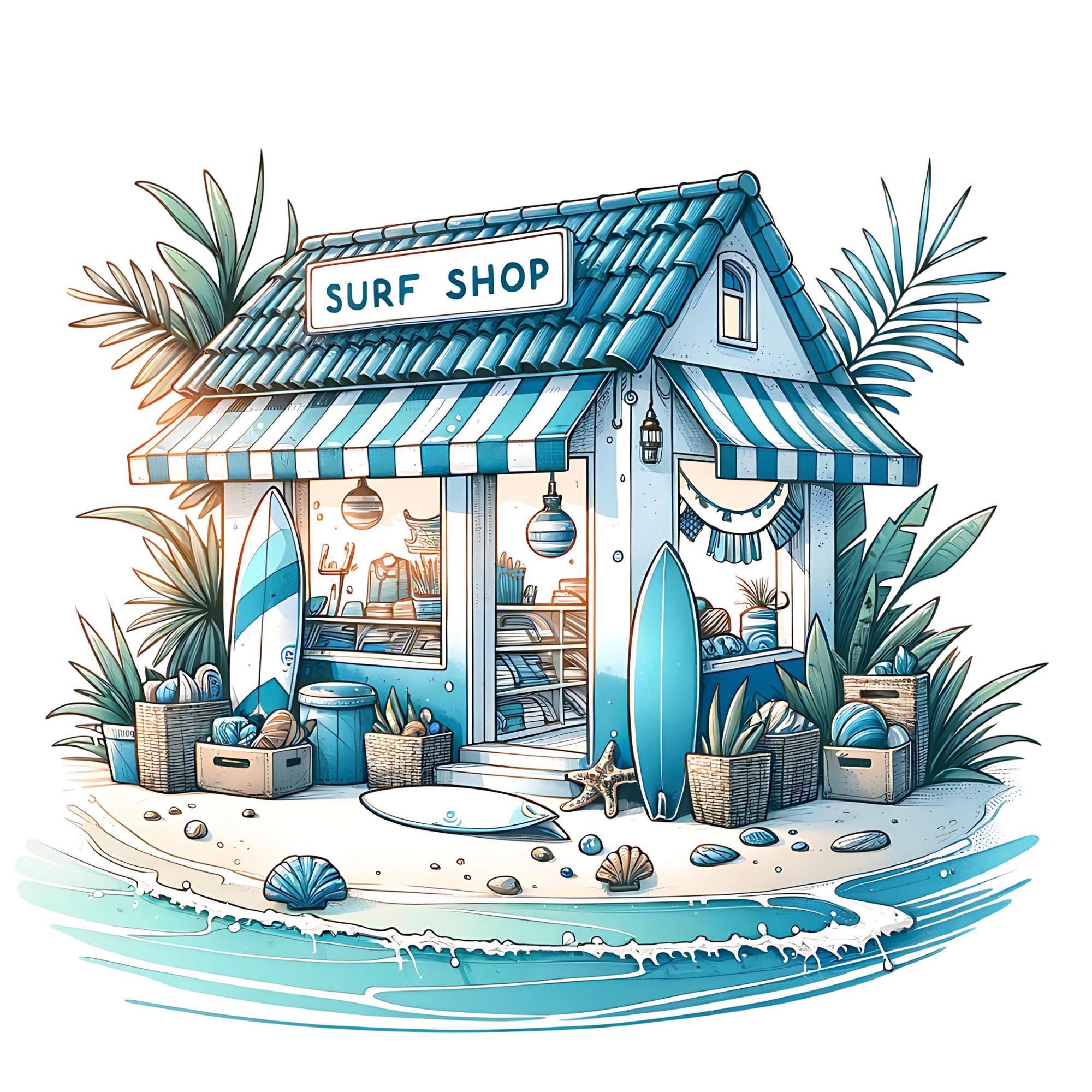 Coastal Clipart PNG Bundle Beach Vacation Graphics Nautical PNG Summer ...