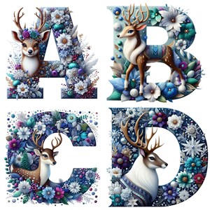 Christmas Alphabet PNG 26 Christmas Letters Clipart Reindeer Alphabet ...