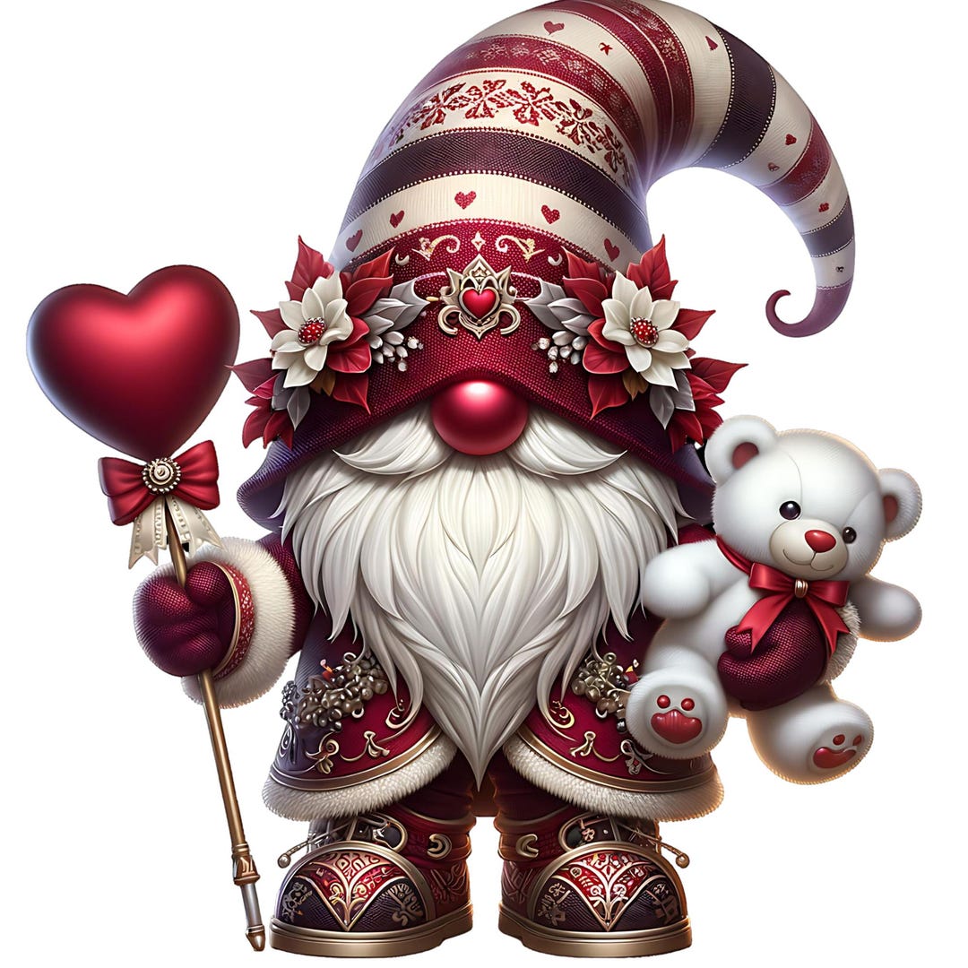 Valentines Gnomes Clipart, 12 PNG Festive Gonk Gnomes Watercolor ...