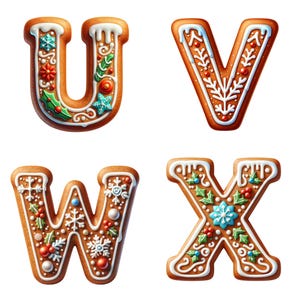 Christmas Alphabet Clipart Gingerbread - 26 High Quality Pngs, Memory ...