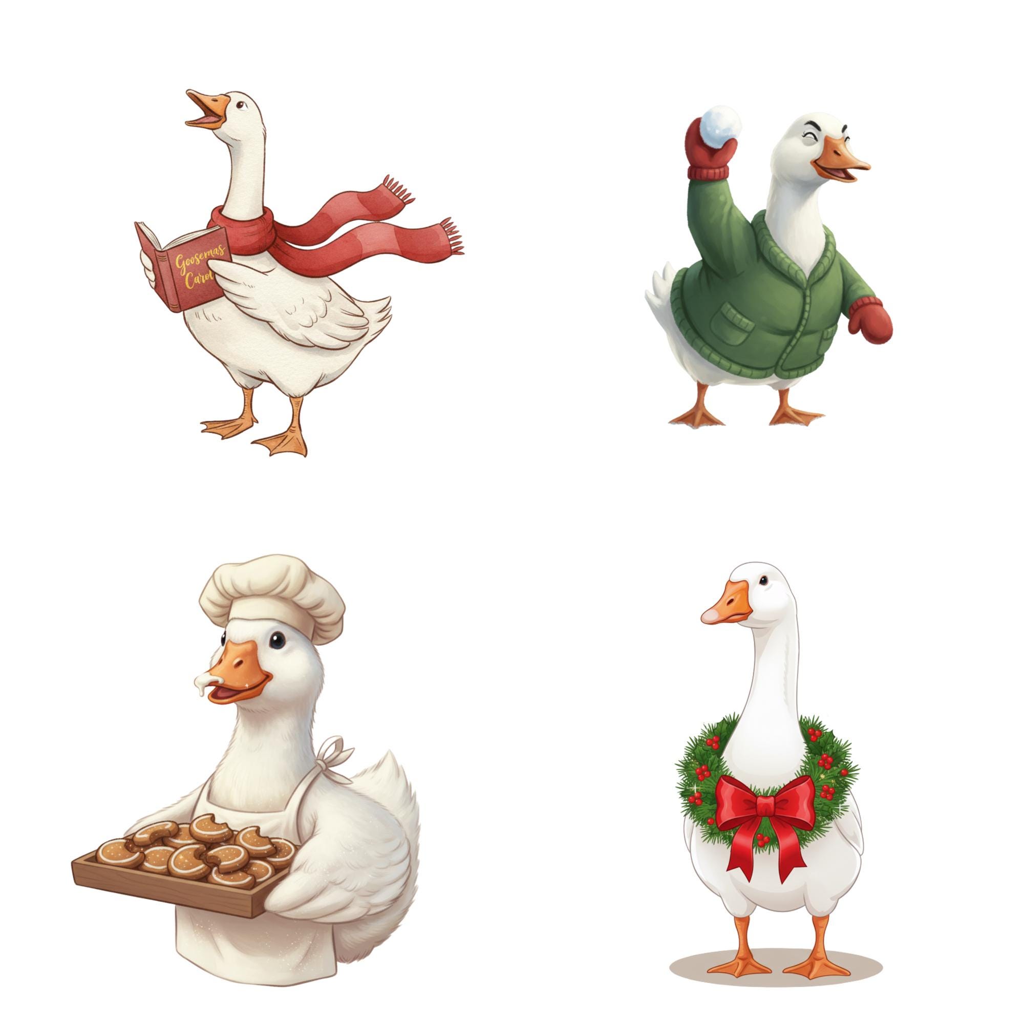 Christmas Silly Goose 20 Clipart Bundle | Funny Holiday Goose PNG Set ...