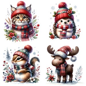 Winter Woodland Animals Clipart, Woodland Clipart Watercolor, 16 Cute ...