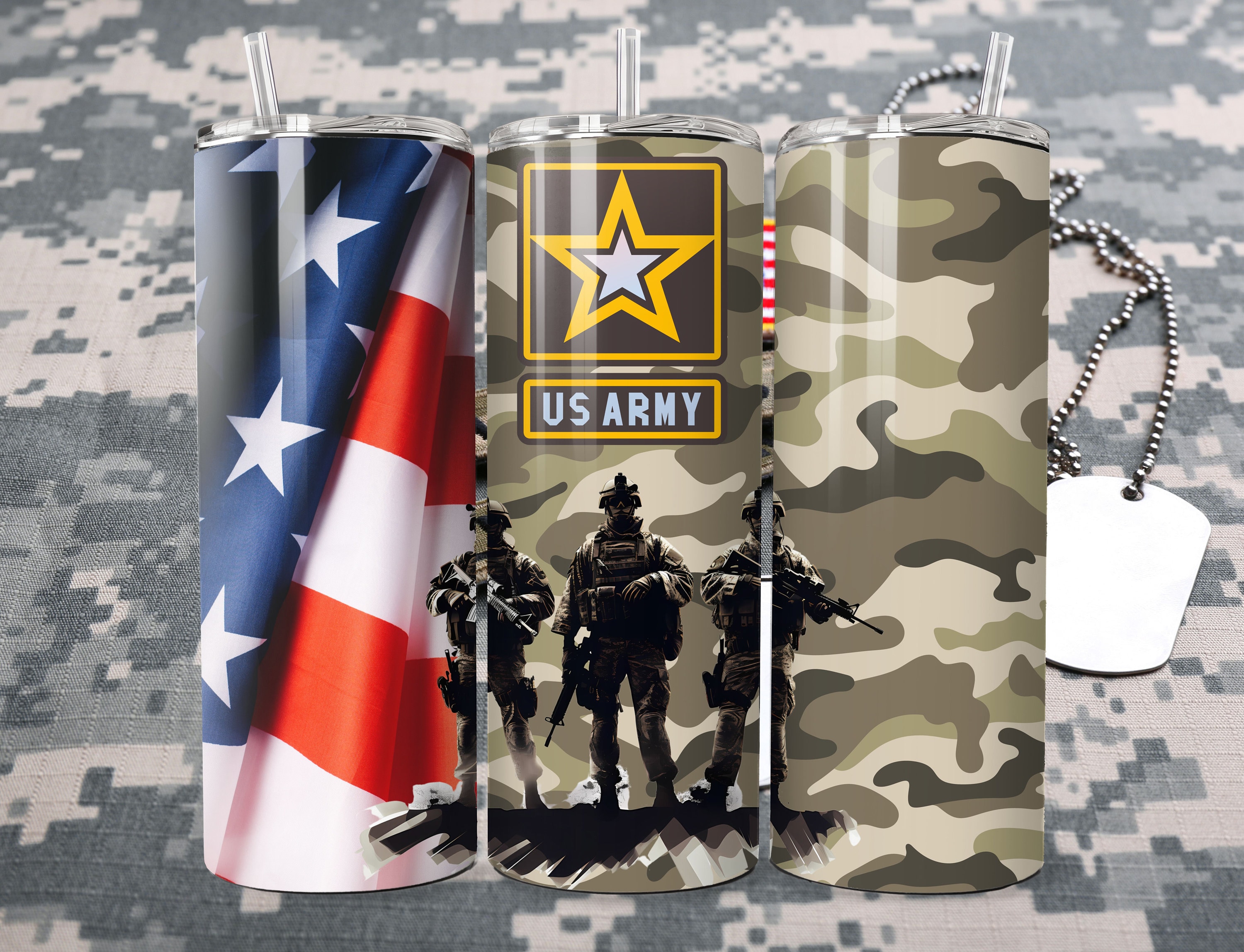 Military Tumbler 20oz Sublimation Design Soldier Tumbler Wrap USA Flag ...