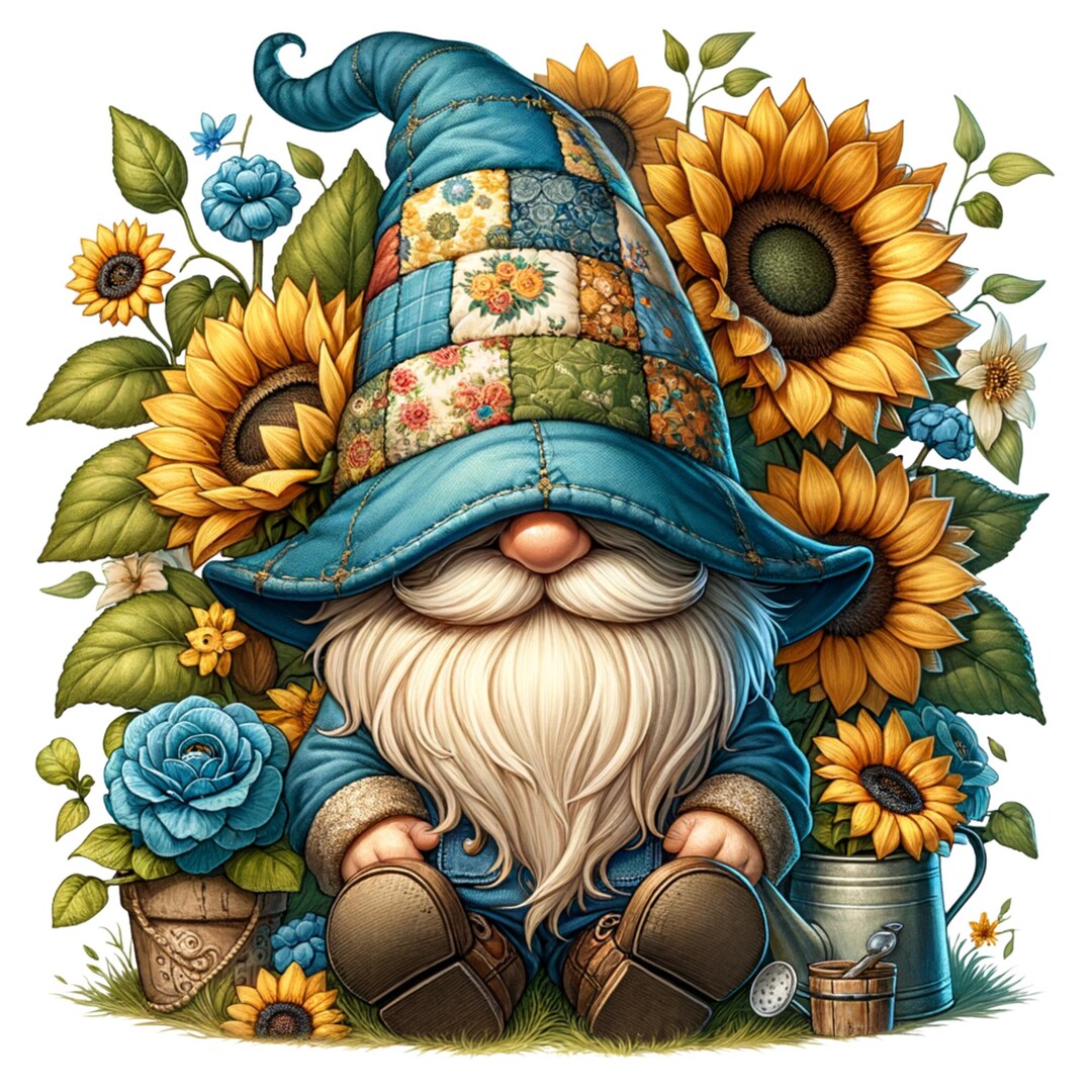 Garden Gnomes Clipart Bundle, 12 PNG Watercolor Spring Garden Clipart ...