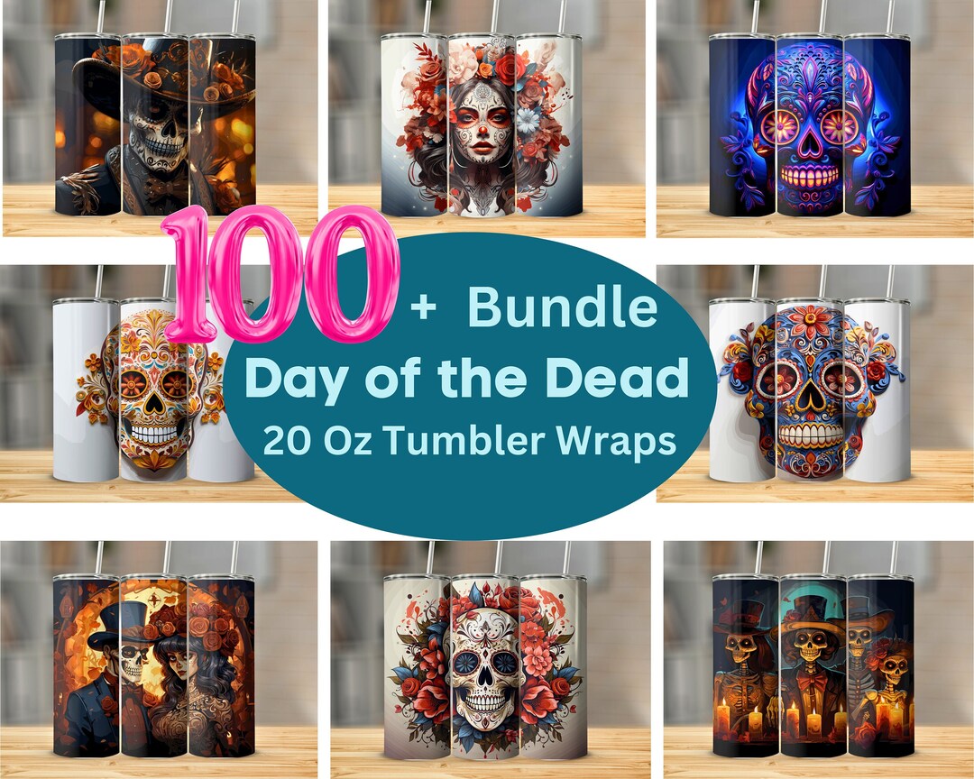 Day of the Dead Bundle 20oz Skinny Tumbler Sublimation Dia De Los ...