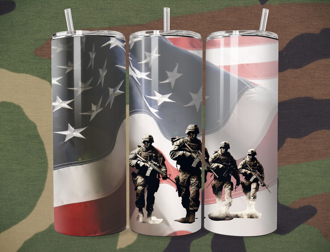 Military Tumbler 20oz Sublimation Design Soldier Tumbler Wrap USA Flag ...