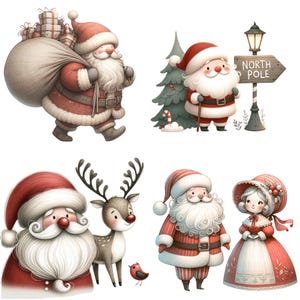 Whimsical Santa Clipart | Santa Designs for Christmas Crafts and Decor ...