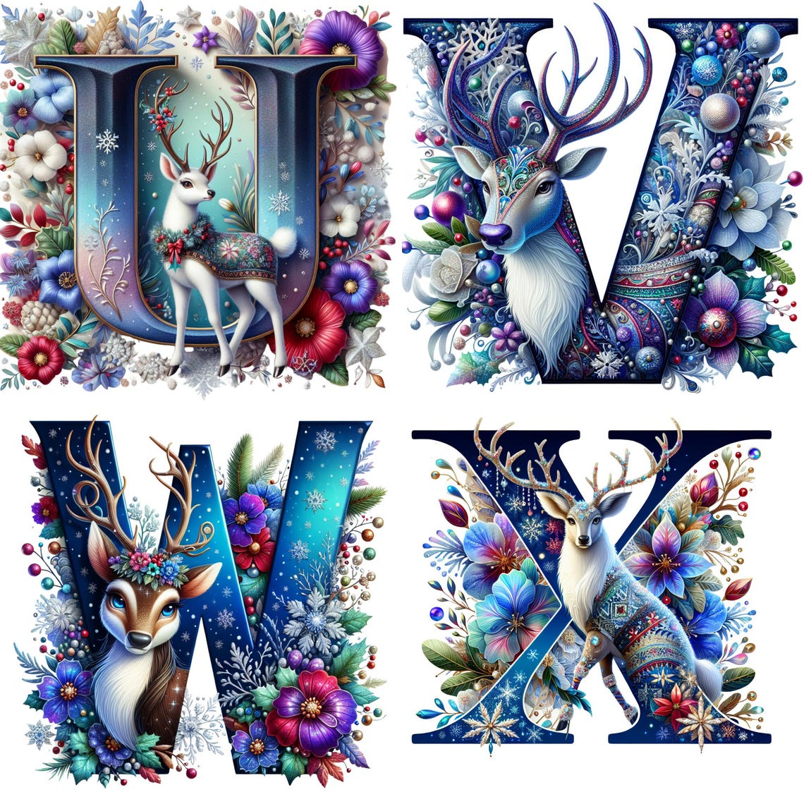 Christmas Alphabet PNG 26 Christmas Letters Clipart Reindeer Alphabet ...