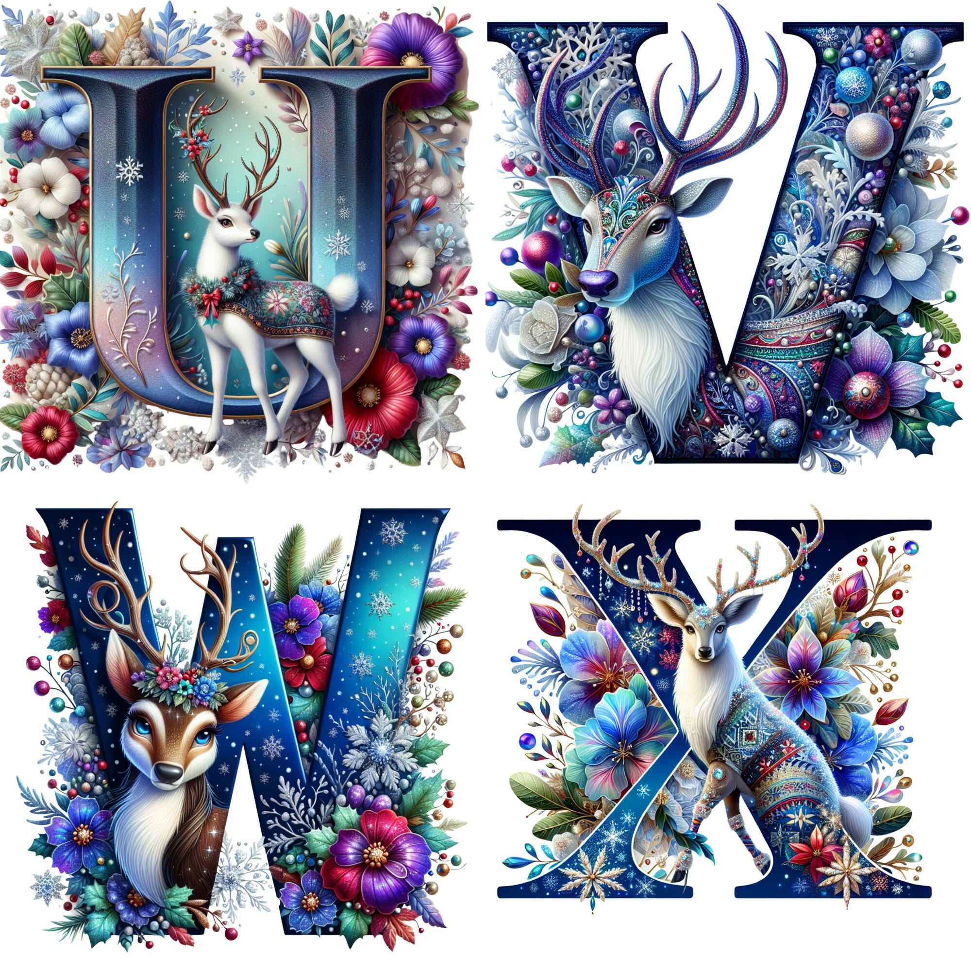 Christmas Alphabet PNG 26 Christmas Letters Clipart Reindeer Alphabet ...