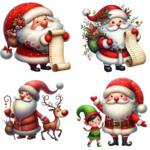 Whimsical Santa Clipart | Santa Designs for Christmas Crafts and Decor ...