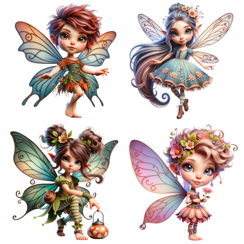 Quirky Fairy Clip Art, 30 Watercolor Fairies Png for Junk Journaling ...
