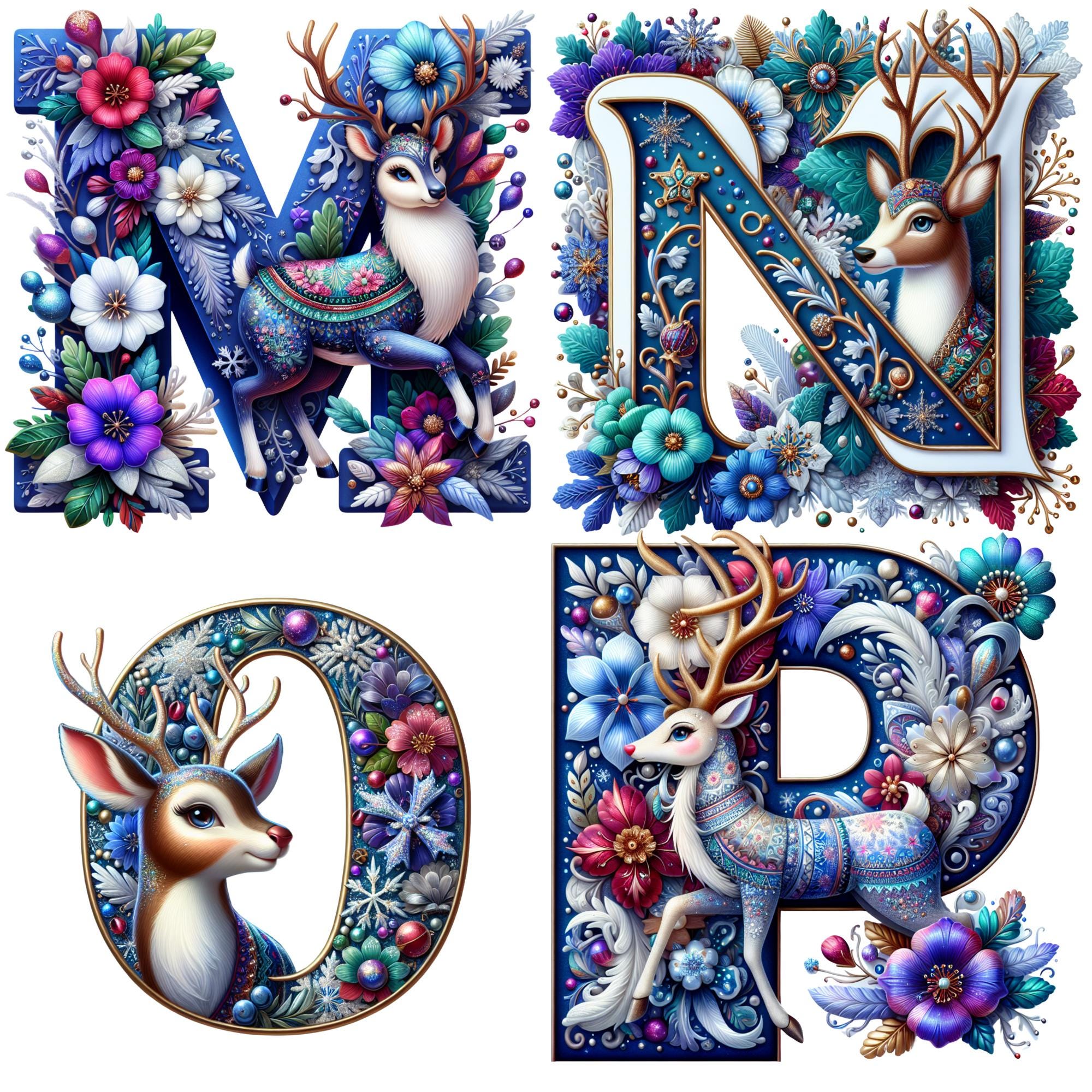 Christmas Alphabet PNG 26 Christmas Letters Clipart Reindeer Alphabet ...