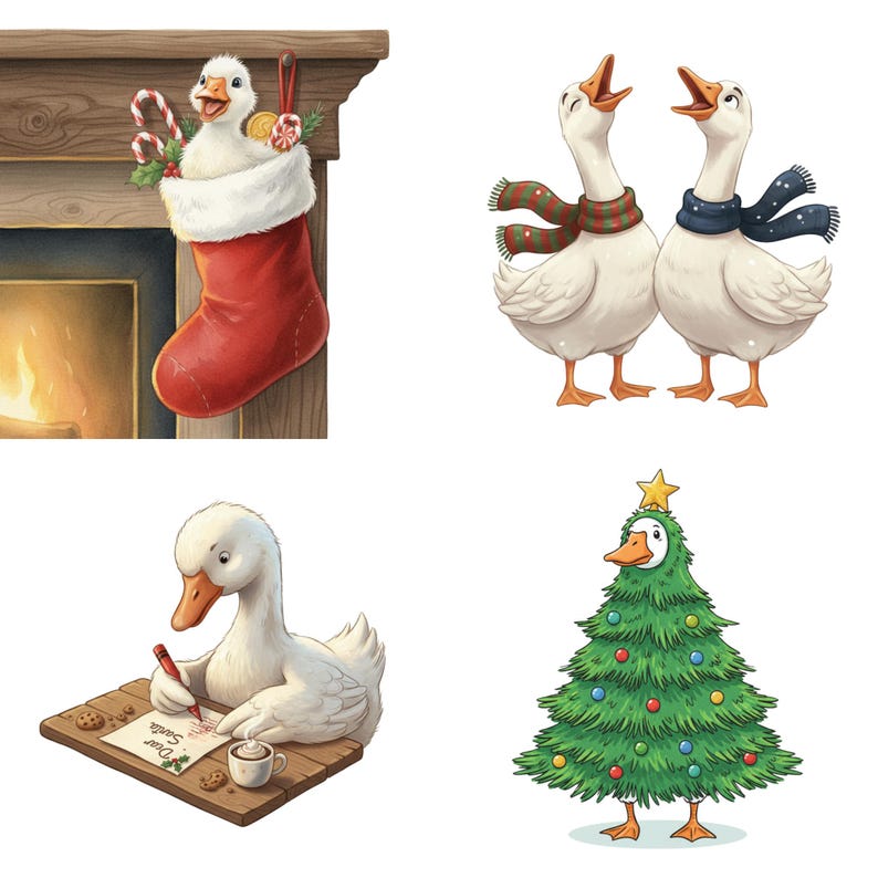 Christmas Silly Goose 20 Clipart Bundle | Funny Holiday Goose PNG Set ...