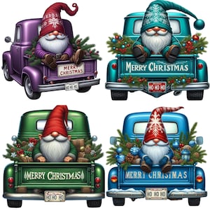 Christmas Truck Gnomes Clipart, 25 PNG Christmas Clipart, Christmas ...