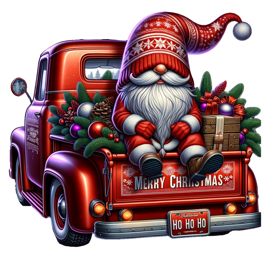 Christmas Truck Gnomes Clipart, 12 PNG Christmas Clipart, Christmas ...