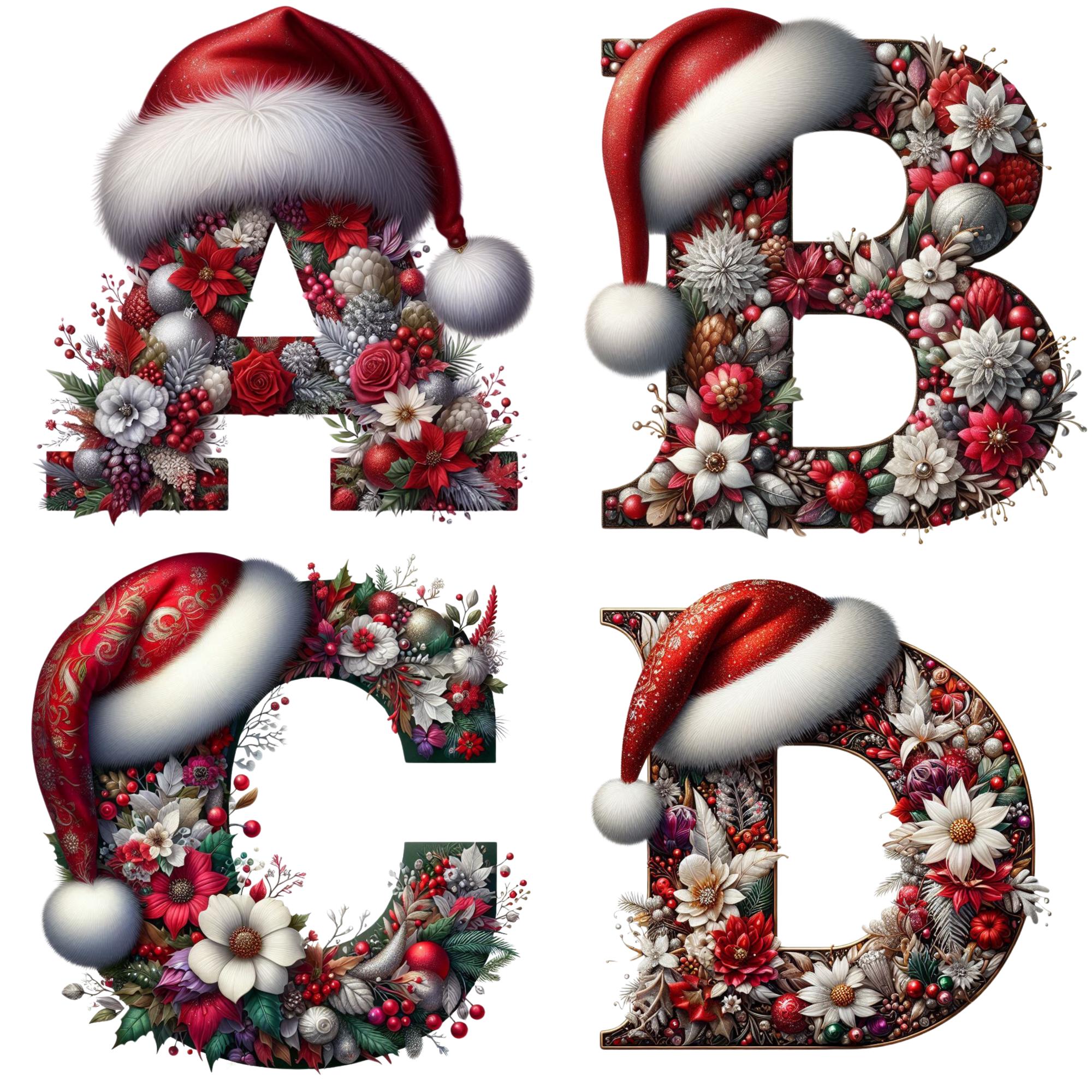 Christmas Alphabet, Santa Hat Alphabet, Letters Png, Alphabet Png ...