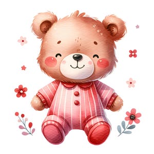 Woodland Animals in Pajamas Clipart 12 Watercolor, Cute Creature ...