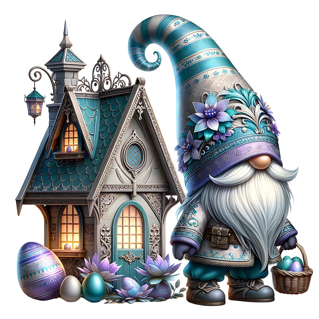 Watercolor Easter Gnomes 12 PNG Clipart Bundle, Cute Spring Flower ...