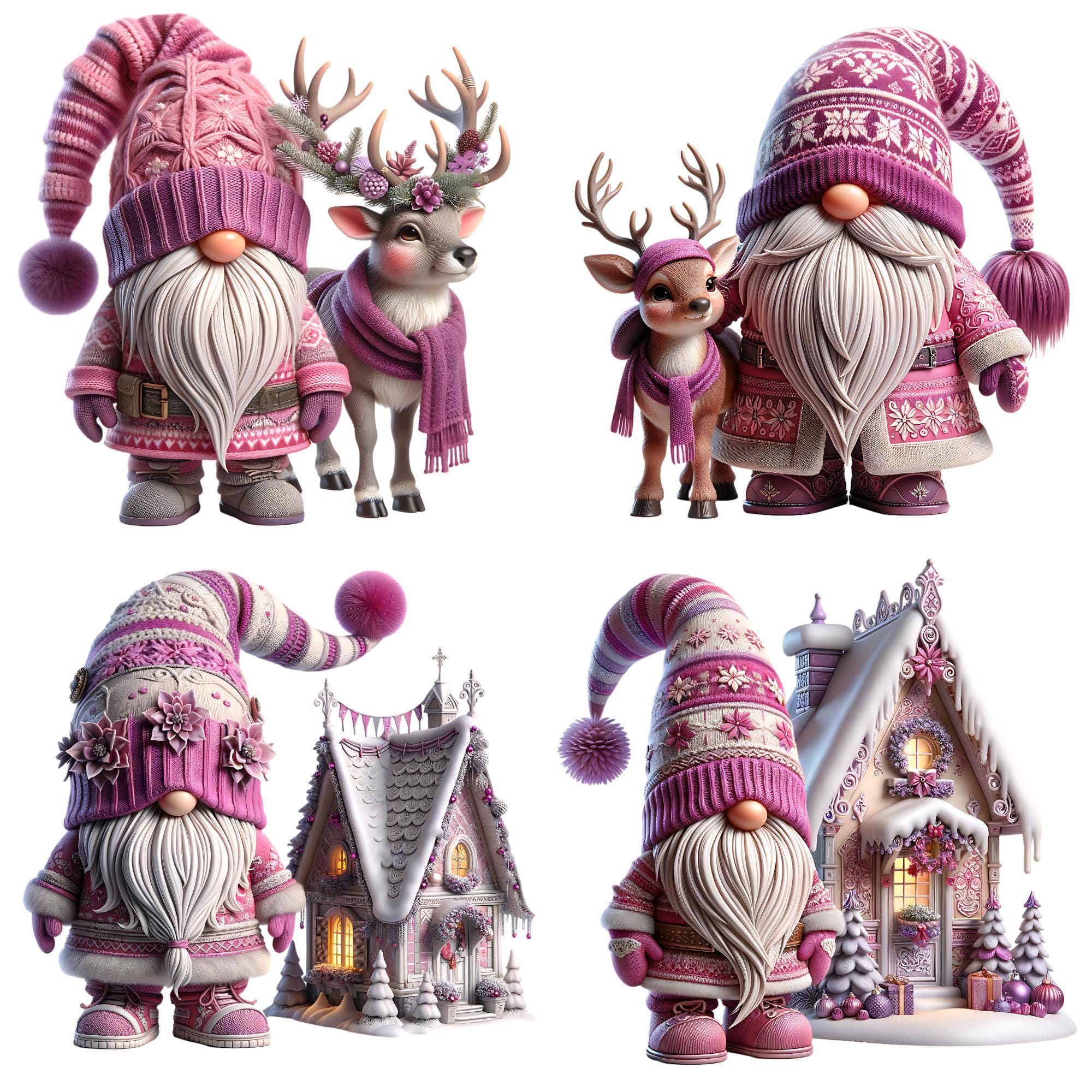 Christmas Gnome Clipart Bundle, Winter Gnome Png, Pink Christmas ...
