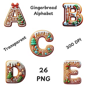 Christmas Alphabet Clipart Gingerbread 26 High Quality Pngs, Memory ...