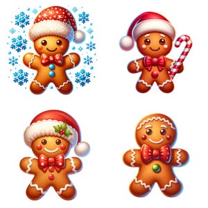 Gingerbread Man Clipart 12 PNG Festive Cookie Graphics, Holiday ...