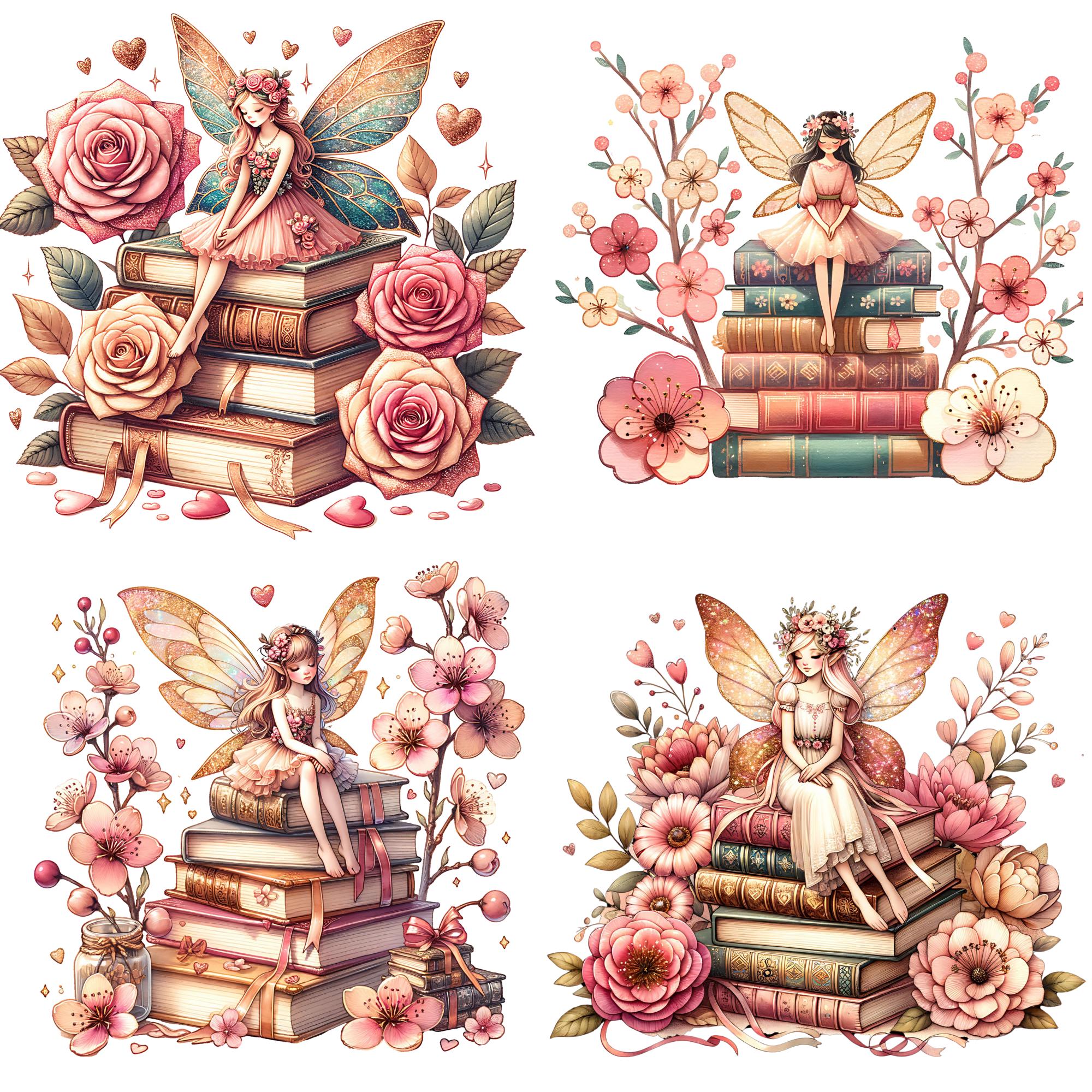 Book Fairy Clipart, 12 Watercolor Fairies, Wildflower PNG, Fairytale ...